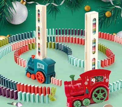 China Plastic Electric Music Lighting Toy Trains for Age 4-6Y DIY Domino Automatic Licensing for sale