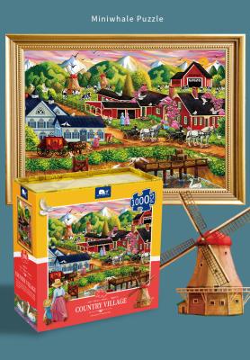 Cina Set di 1000 pezzi di puzzle bellissima città rurale dipinto ad olio regalo ideale per gli adulti in vendita