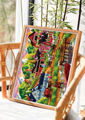 Cina Set di 1000 pezzi di puzzle bellissima città rurale dipinto ad olio regalo ideale per gli adulti in vendita