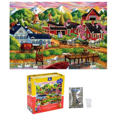 Cina Set di 1000 pezzi di puzzle bellissima città rurale dipinto ad olio regalo ideale per gli adulti in vendita
