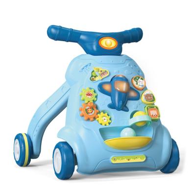 China Zit staan vroeg duwen speelgoed trekwielen muziek leren lopen baby walker baby jongens meisjes 12 inch Te koop