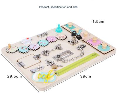 China Wooden Montessori Teaching Aids for Kids Learning Macaron Colors Puzzle Unlocking Toy for sale
