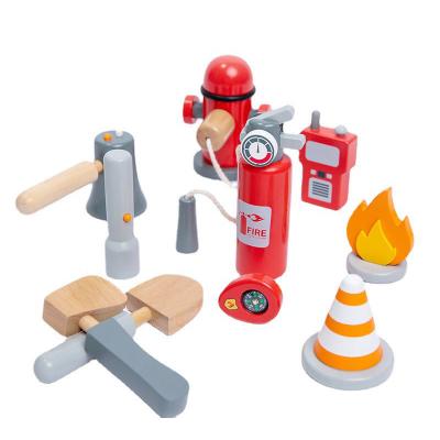 China Kids' Firefighter Pretend Toy Set Wooden Home Simulation Play Gift for Boys and Girls for sale