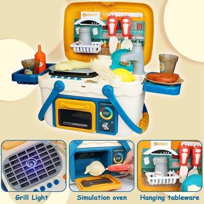 Cina Kitchen Set Toy Preschool Toy per ragazze Ragazzi Fingere di giocare utensili da cucina posate Acquisti di cibo Cesto di apprendimento regalo in vendita