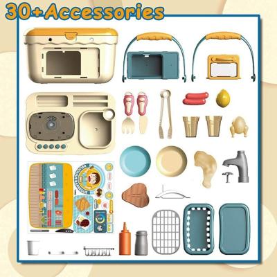 Cina Kitchen Set Toy Preschool Toy per ragazze Ragazzi Fingere di giocare utensili da cucina posate Acquisti di cibo Cesto di apprendimento regalo in vendita