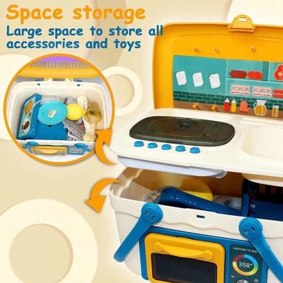 Cina Kitchen Set Toy Preschool Toy per ragazze Ragazzi Fingere di giocare utensili da cucina posate Acquisti di cibo Cesto di apprendimento regalo in vendita