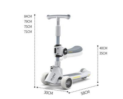 China Einstellbarer 3-Rad-Scooter für Kinder mit Klappsitz im Alter von 5 bis 7 Jahren zu verkaufen