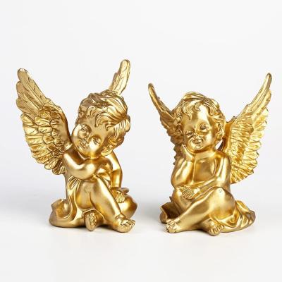 Cina Prodotti finiti miniatura giardino oro 2pcs Cherub resina statua angelo figura decorativa in vendita