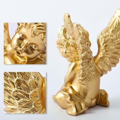 Cina Prodotti finiti miniatura giardino oro 2pcs Cherub resina statua angelo figura decorativa in vendita