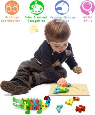 Cina Puzzle di animali in legno per bambini piccoli 1 2 3 4 anni regalo di giocattoli educativi Montessori in vendita