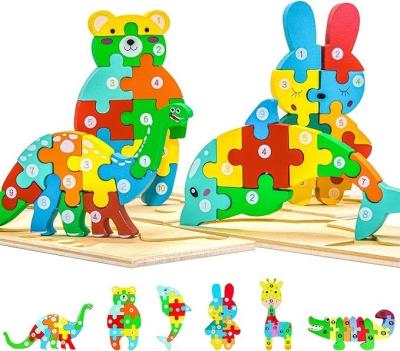 Cina Montessori Puzzle per bambini di legno per ragazzi Ragazze di età compresa tra 1-4 anni 6 confezioni Giocattoli di apprendimento animali in vendita