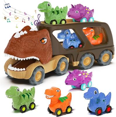 China Frictie Power Carrier Truck Pull Back Dino Car Dinosaurus Auto Speelgoed voor kinderen en peuters Te koop