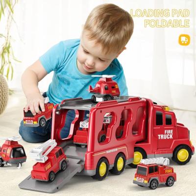 Cina Scala 1 18 Friction Toy Carrier Truck for Kids Fire Toys Ragazzi Ragazze Veicolo da trasporto in vendita