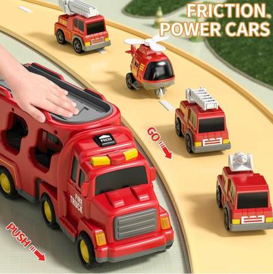 Cina Scala 1 18 Friction Toy Carrier Truck for Kids Fire Toys Ragazzi Ragazze Veicolo da trasporto in vendita