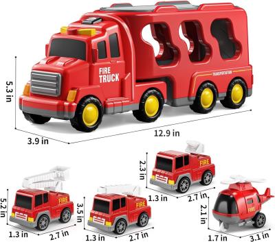 Cina Scala 1 18 Friction Toy Carrier Truck for Kids Fire Toys Ragazzi Ragazze Veicolo da trasporto in vendita
