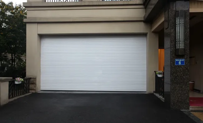 Aluminum roller shutter door installed in commercial setting