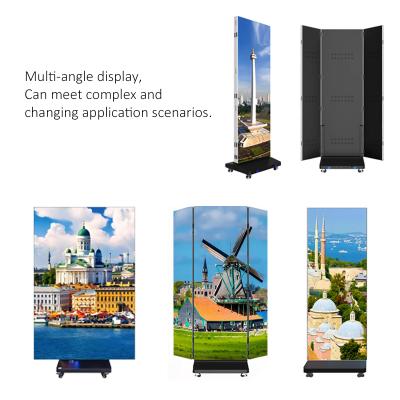 China Vertical Pulley 3 Fold Double Sided Advertising Machine LED Digital Poster Screen for sale