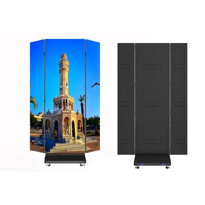 China Indoor Folding Screen LED Advertising 3 Folded Digital Poster LED Screen for sale
