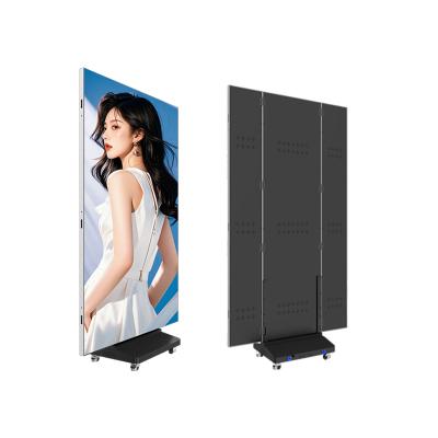 China Mobile Floor Standing 3 Folding Double Sided Digital Advertising LED Poster Screen for sale