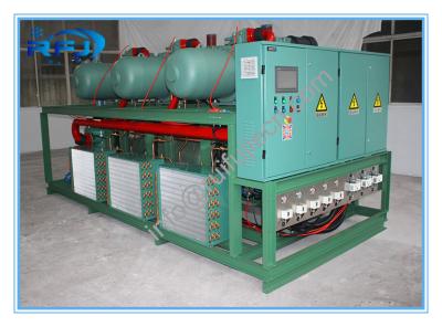 China Hoogtemperatuur luchtgekoelde condensatie-eenheid voor snelvriezer, drie schroeven compressor rack Te koop