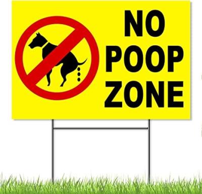China ODM Geen Pooping-Dubbele Zijyard van Hondtekens 8x12 Coroplast ondertekent met Staken Te koop
