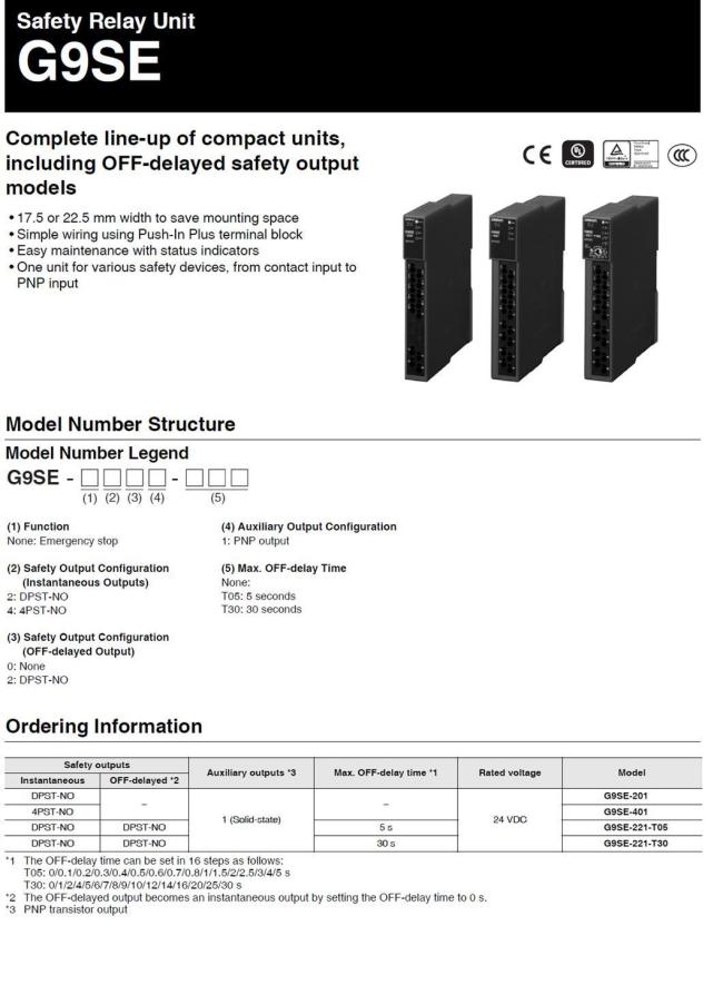 Omron PLC G9se Series Safety Relay Module G9se-401