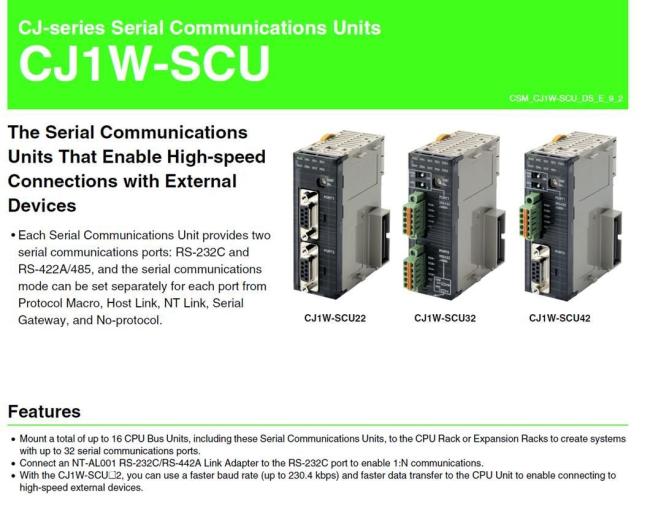 Omron Serial Communications Unit Cj1w-Scu32 PLC Serial Communications Module