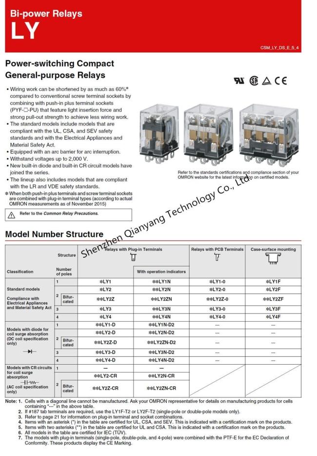 Brand New Original Omron Ly2n-J DC24V Intermediate Relay