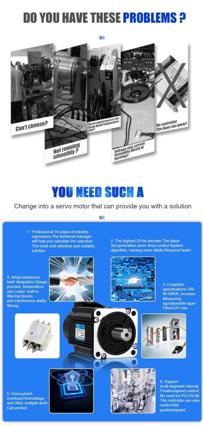 AC220V/380W 100W 200W 400W 750W Single-Phase/Three-Phase Power Servo Motor