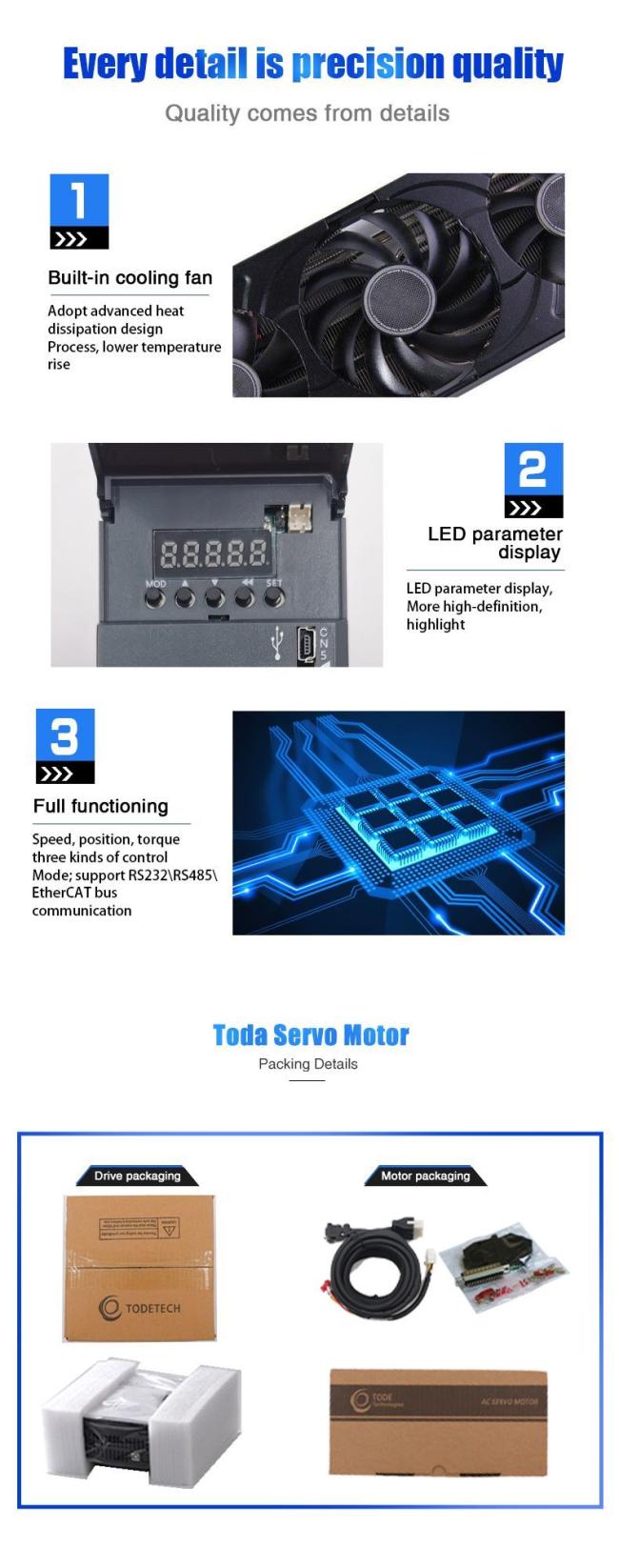AC220V/380W 100W 200W 400W 750W Single-Phase/Three-Phase Power Servo Motor
