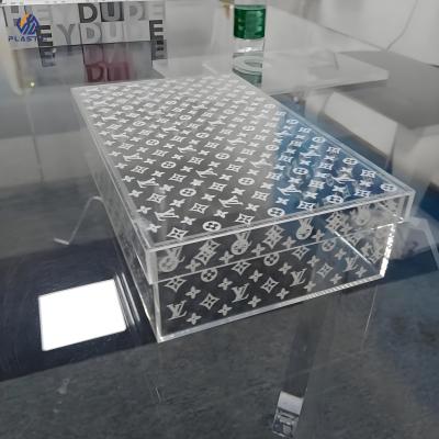 Cina Scatola per lo stoccaggio acrilico con logo personalizzato, scatola per il trucco acrilico Virgin PMMA in vendita