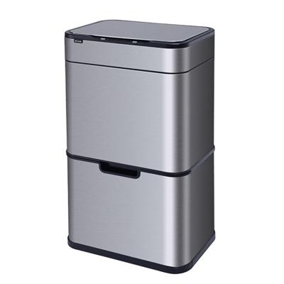 China Office 50L Dual Garbage Recycling Bin Sensor Touchless Trash Can for sale