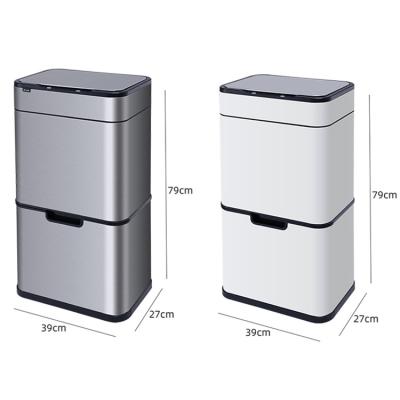 China Office 50L Dual Garbage Recycling Bin Sensor Touchless Trash Can for sale