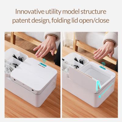 China Smart Sensing Electric Desktop Storage Box Rack Jewelry Organizer Skin Care Tissue Box Storage Box Smart Waste Bins Trash Bin for sale
