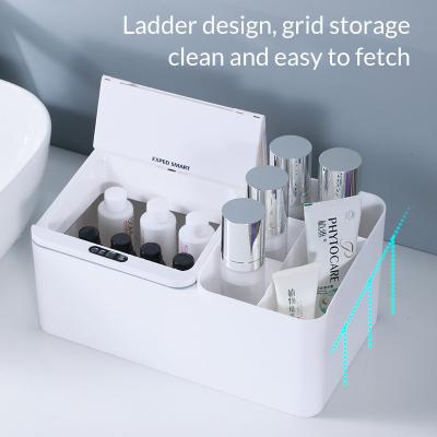 China Smart Sensing Electric Desktop Storage Box Rack Jewelry Organizer Skin Care Tissue Box Storage Box Smart Waste Bins Trash Bin for sale