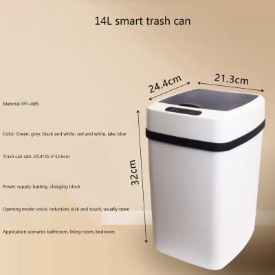 China 14L Sensing Garbage Can Household Living Room Bathroom Kitchen Touch Screen Smart Garbage Can with Lid for sale