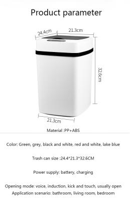 China 14L Sensing Garbage Can Household Living Room Bathroom Kitchen Touch Screen Smart Garbage Can with Lid for sale