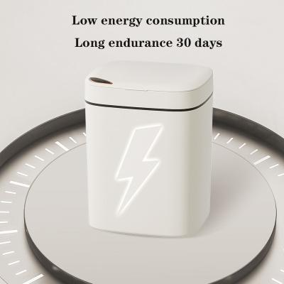China 16L Large Capacity Quiet Slow Drop Closed Lock Smell Intelligent Electronic Motion Induction Plastic Trash Can for sale