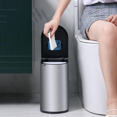 China Automatic Household Toilet with Lid Narrow Paper Basket Sewn Disposable Toilet Brush Intelligent Induction Sensor Garbage Can for sale