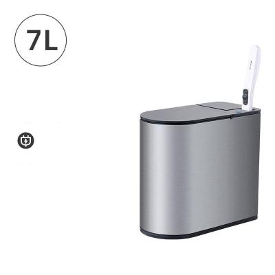 China Automatic Household Toilet with Lid Narrow Paper Basket Sewn Disposable Toilet Brush Intelligent Induction Sensor Garbage Can for sale