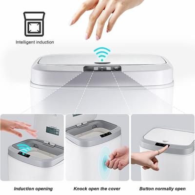 China 16L Button Control  Smart Sensor Waste Bin Stereo Dual Mode Sensing with Night Light for Living Room for Bedroom for sale