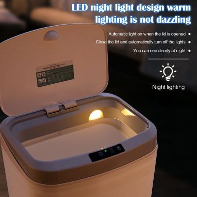 China 16L Button Control  Smart Sensor Waste Bin Stereo Dual Mode Sensing with Night Light for Living Room for Bedroom for sale