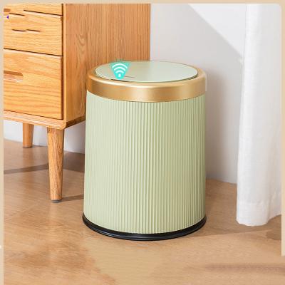 China 10L Household Circular Stripe Automatic Induction Plastic Trash Can zu verkaufen