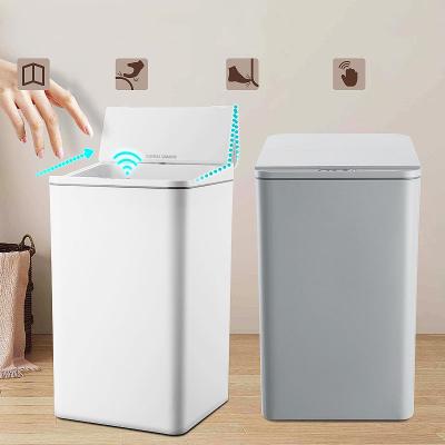 China Bathroom Folding Trash Can with Lid Automatic Slim Big Size Smart Trash Bin Automatic Trash Can en venta