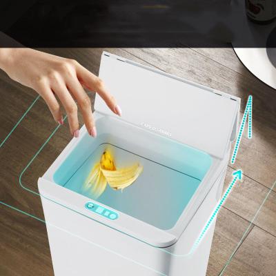 China Bathroom Folding Trash Can with Lid Automatic Slim Big Size Smart Trash Bin Automatic Trash Can en venta