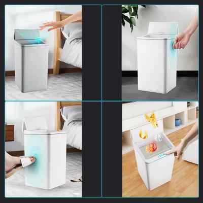 China Bathroom Folding Trash Can with Lid Automatic Slim Big Size Smart Trash Bin Automatic Trash Can en venta