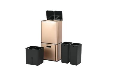 China Smart Induction Trash Can Hotel 44L Fully Automatic Double Layer Dry and Wet Separation Household Trash Can with Lid en venta