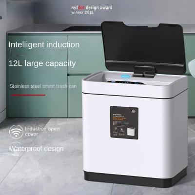 China Living Room Home Kitchen Automatic Storage Bin with Lid Factory Wholesale Smart Sensor Stainless Steel Trash Can for sale
