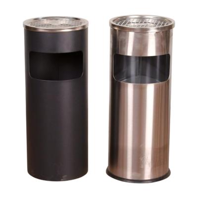 China Wholesale Stainless Steel Metal Garbage Can Round Waste Bin Hotel Guestroom For Outdoor Open Top Trash for sale