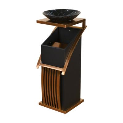 China Luxury Commercial Stainless Steel Garbage Bin / Office Hotel Lobby Trash Bin Decorative Metal Trash Cans for sale